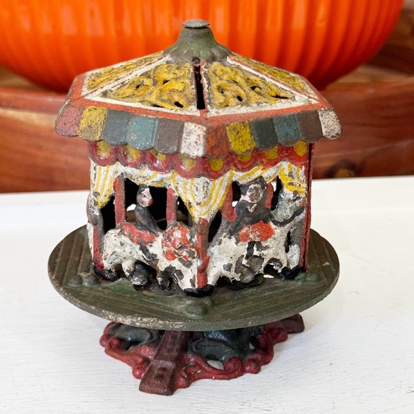 Antique | Accents | Antique Cast Iron Spinning Carousel Merrygoround ...